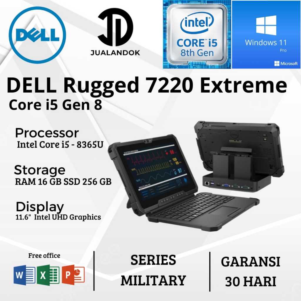 Jual Laptop Dell Latitude 7220 RUGGED Extreme Tablet Core i5 Gen 8 ...