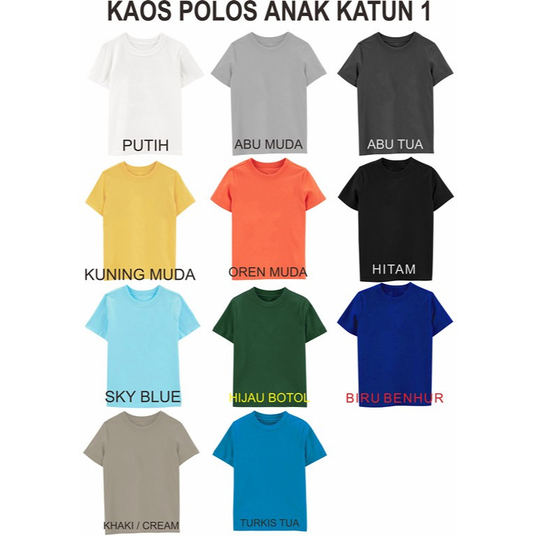 Jual KAOS POLOS ANAK KATUN COMBED 30s | Shopee Indonesia
