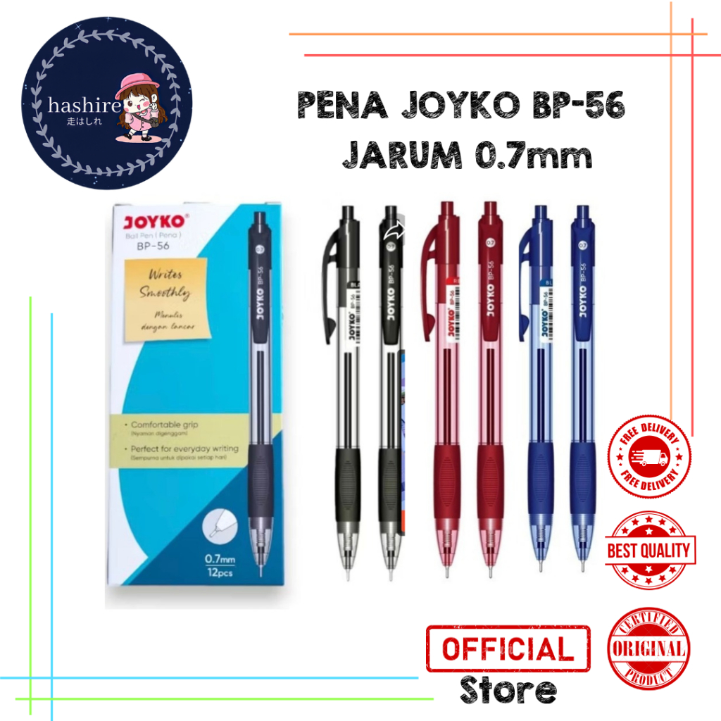 Jual (12pc) PULPEN / PEN JOYKO BP 56 NEEDLE TIP JARUM 0.7mm | Shopee ...