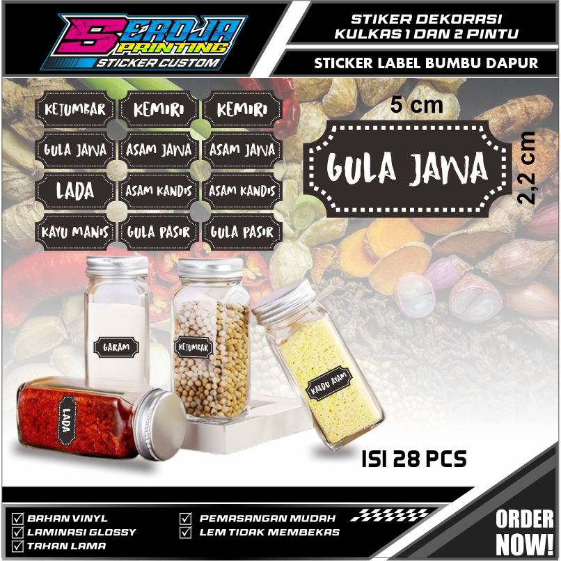Jual STIKER LABEL BUMBU DAPUR CUSTOM TULISAN AWET TAHAN AIR PERIUM ...