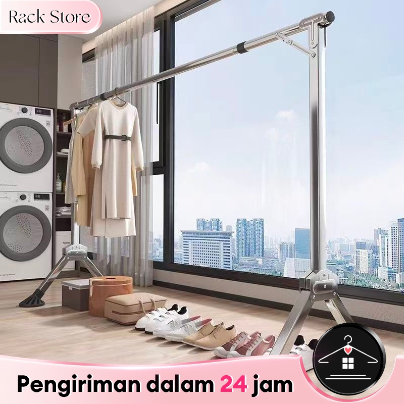 Jual COD Jemuran Baju Stainless Steel Jemuran Pakaian Lipat Jemuran ...