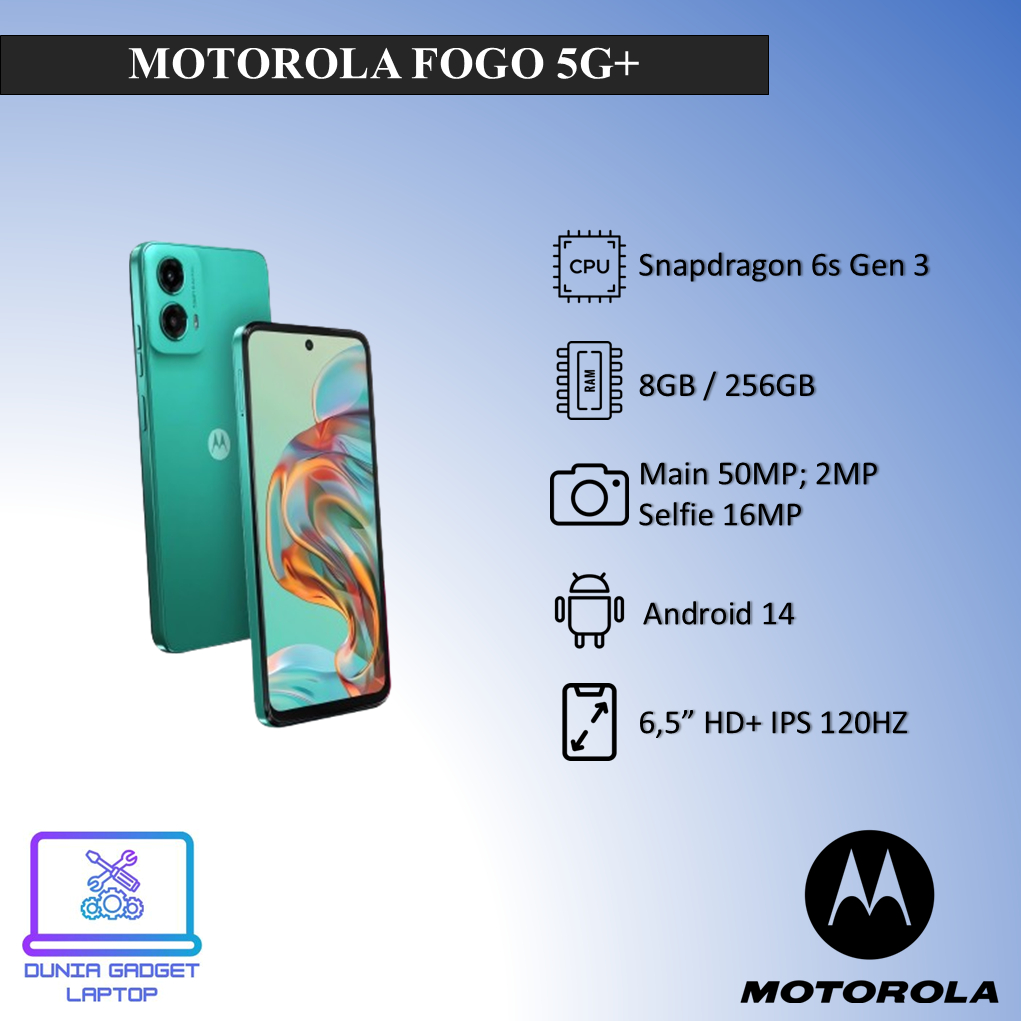 Jual MOTOROLA FOGO 5G+ 8GB 256GB Up to 16GB Extended RAM Snapdragon 6s Gen 3 6,5"inch 120Hz ...