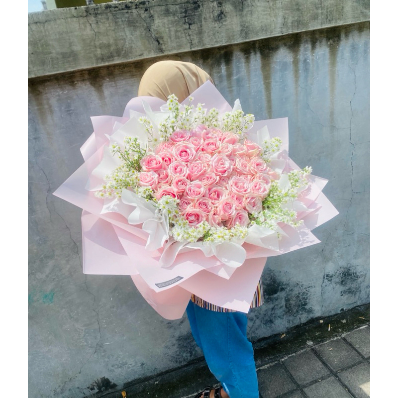 Jual round buket, buket bunga segar, kado anniversary, kado ulang tahun ...