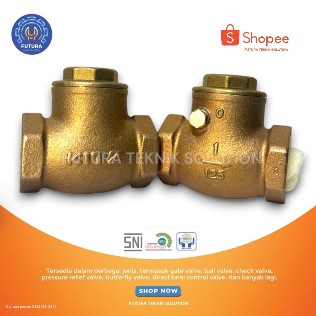 Jual check valve kitz 1" inch kuningan drat/swing check valve class 125 ...