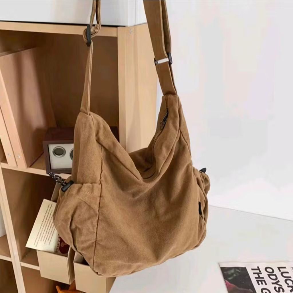 Jual tas slingbag - tas selempang kanvas unisex pria wanita big size ...