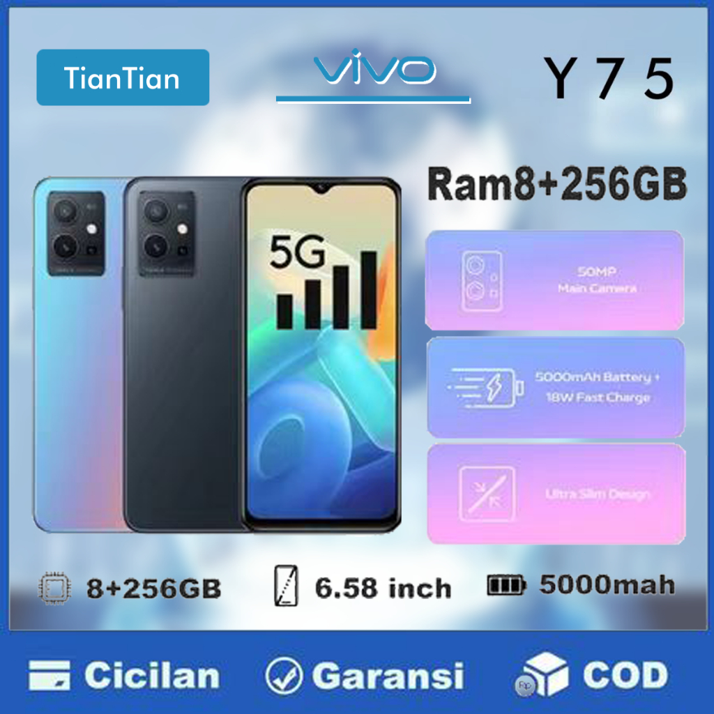 Jual HP VIVO Y75 RAM 12GB ROM 512GB 5000MAH 6.58 INCH TELEPHONE 5G | Shopee Indonesia