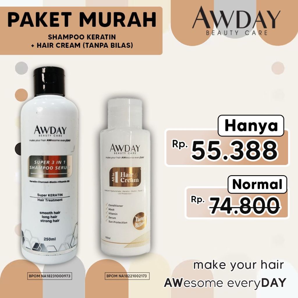 Jual Wsp - Paket Bundling Hemat Shampoo Awday Super Keratin 3in1 Plus ...