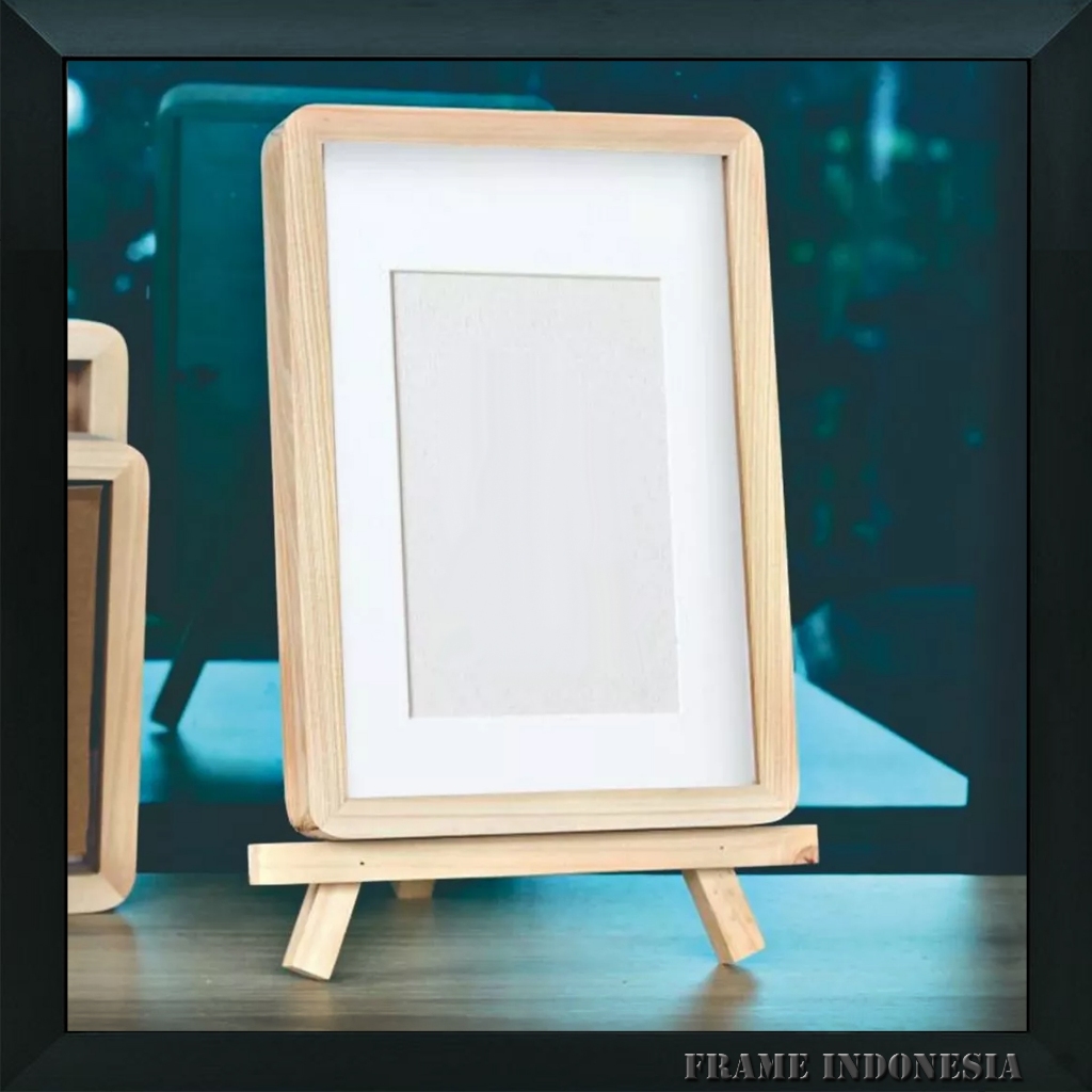 Jual Bingkai Foto Kayu + Tripod Kayu minimalis Sudut Ouval Pigura Foto ...