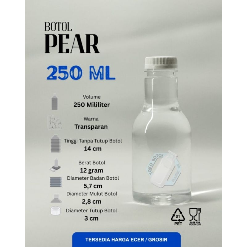Jual Botol Pear 250ml / Botol Plastik Bentuk Pear 250ml / Botol Pear Plastik 250ml / Botol ...