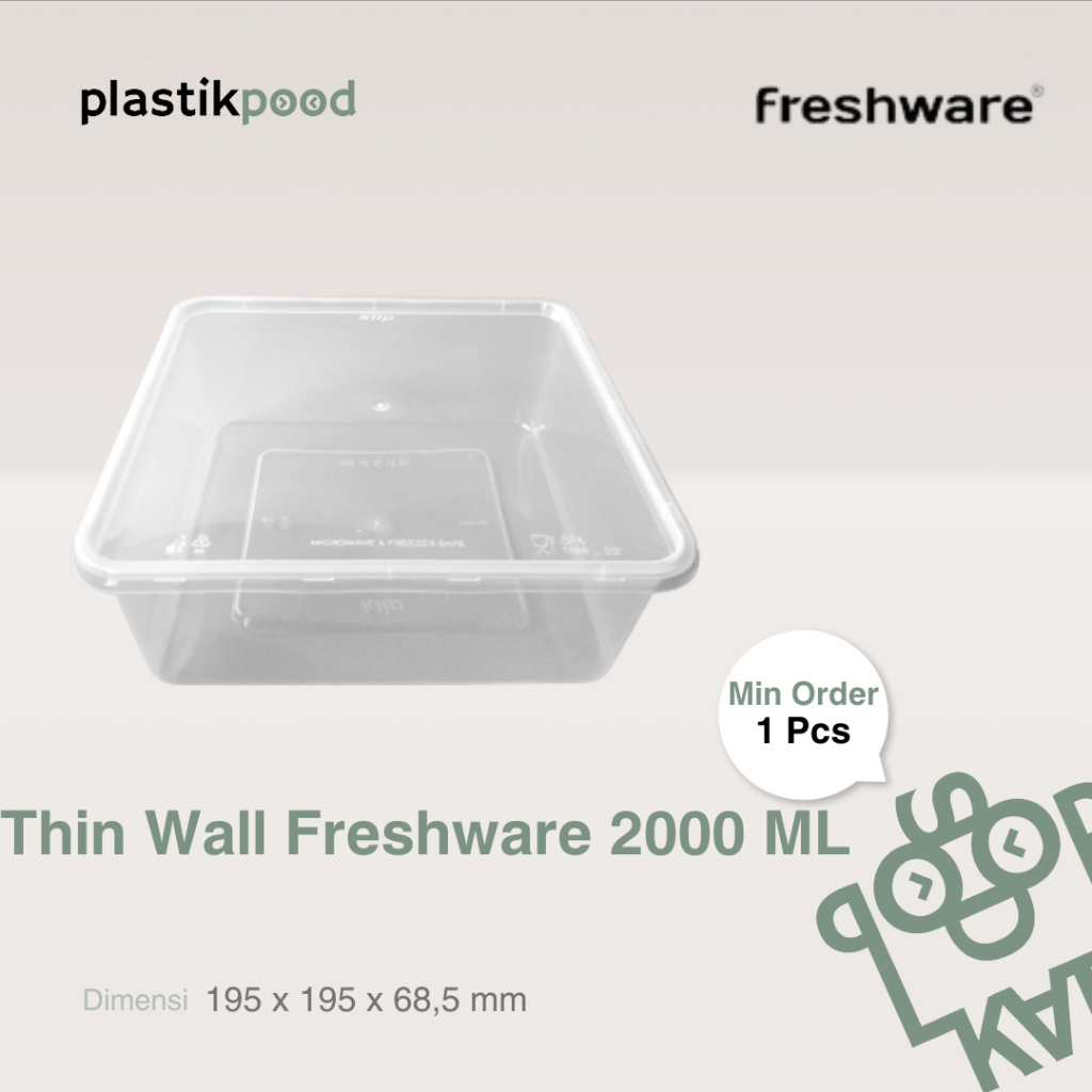 Jual Thin Wall Bujur Sangkar Persegi Freshware 2000ML Square Food ...