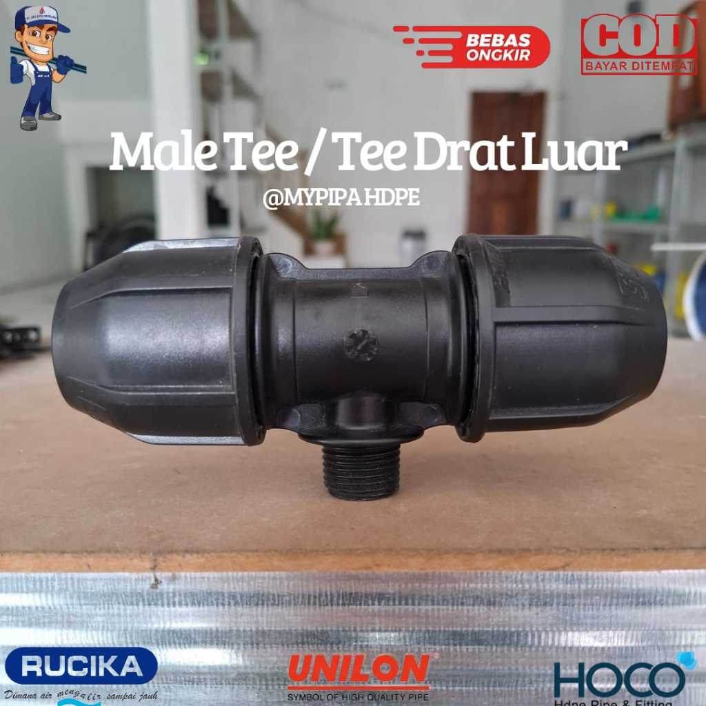 Jual Fitting HDPE Male Thread Tee HDPE 20Mm x 1/2 Inch atau Tee Drat ...