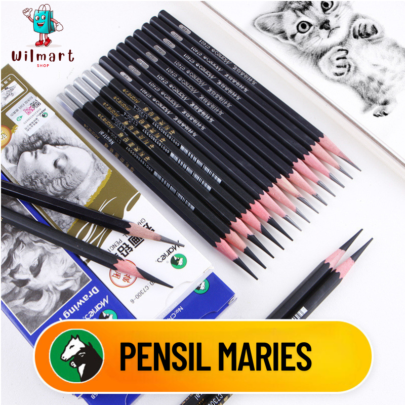 Jual Maries Drawing Pencil 2H HB B 2B 3B 4B 5B 6B 7B 8B 10B 12B Pensil Gambar Sketsa | Shopee ...