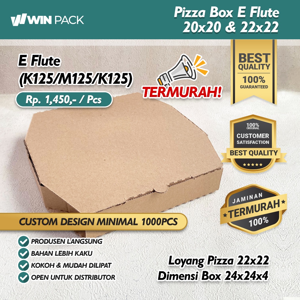 Jual Isi 20 Pcs Box Pizza Size 22x22x4 cm | Box Pizza 20x20 | E Flute ...