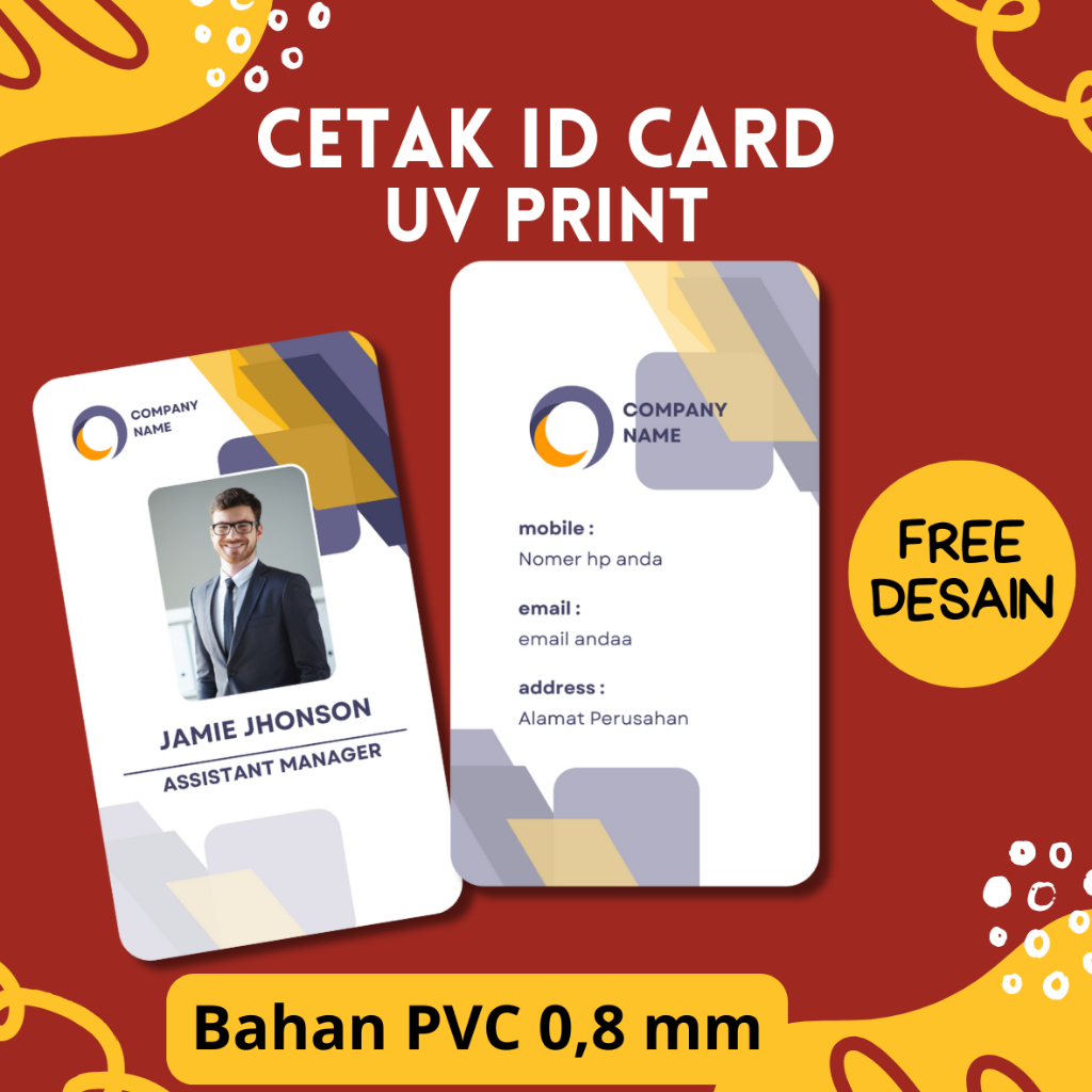 Jual Cetak ID Card UV Bahan PVC 0,8 mm Untuk Kartu Pelajar Pegawai ...
