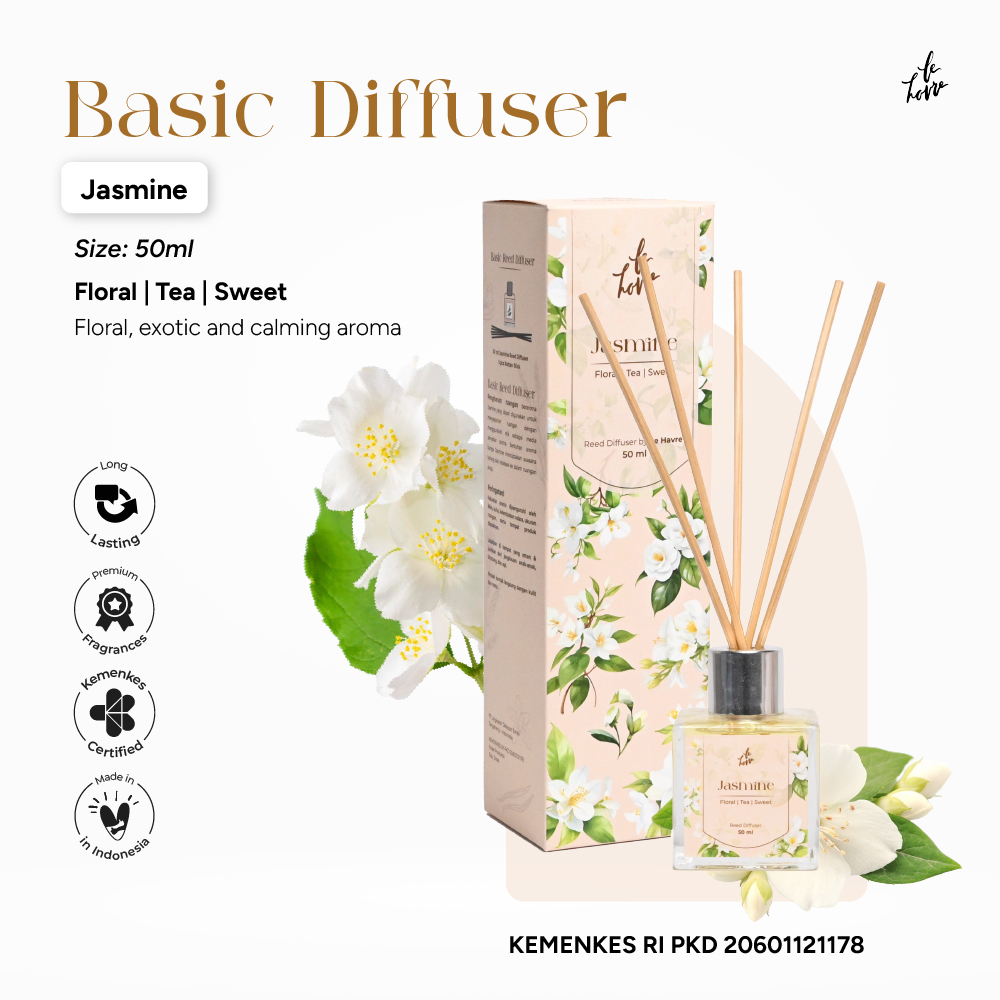 Jual Le Havre - Basic Reed Diffuser 50ml Aroma Jasmine (Pengharum Ruangan) | Shopee Indonesia