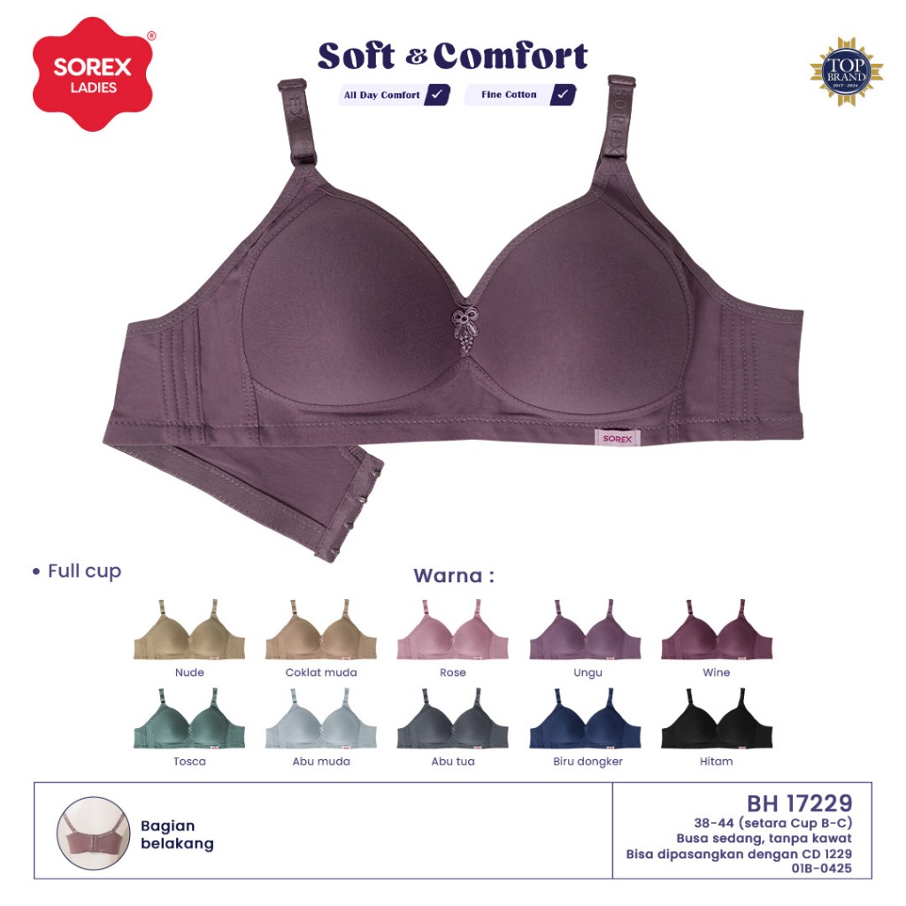 Jual Bh Bra Sorex 17229 Cup B-C (38-44) Kait 4 Katun | Busa Tipis Tanpa Kawat| Basic |kyjc ...