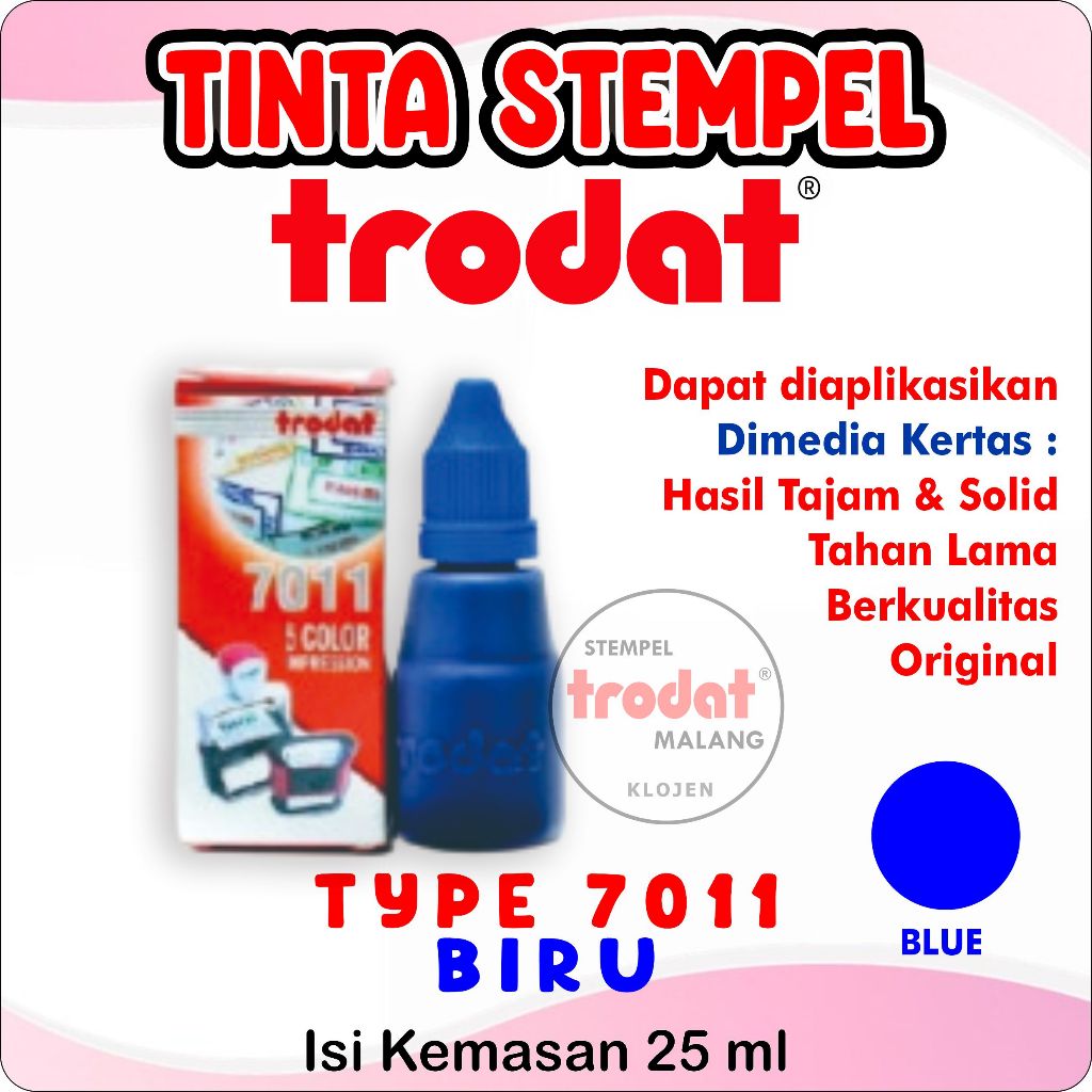 Jual Tinta Trodat 7011 Blue / Warna biru / Refil tinta Trodat Original ...
