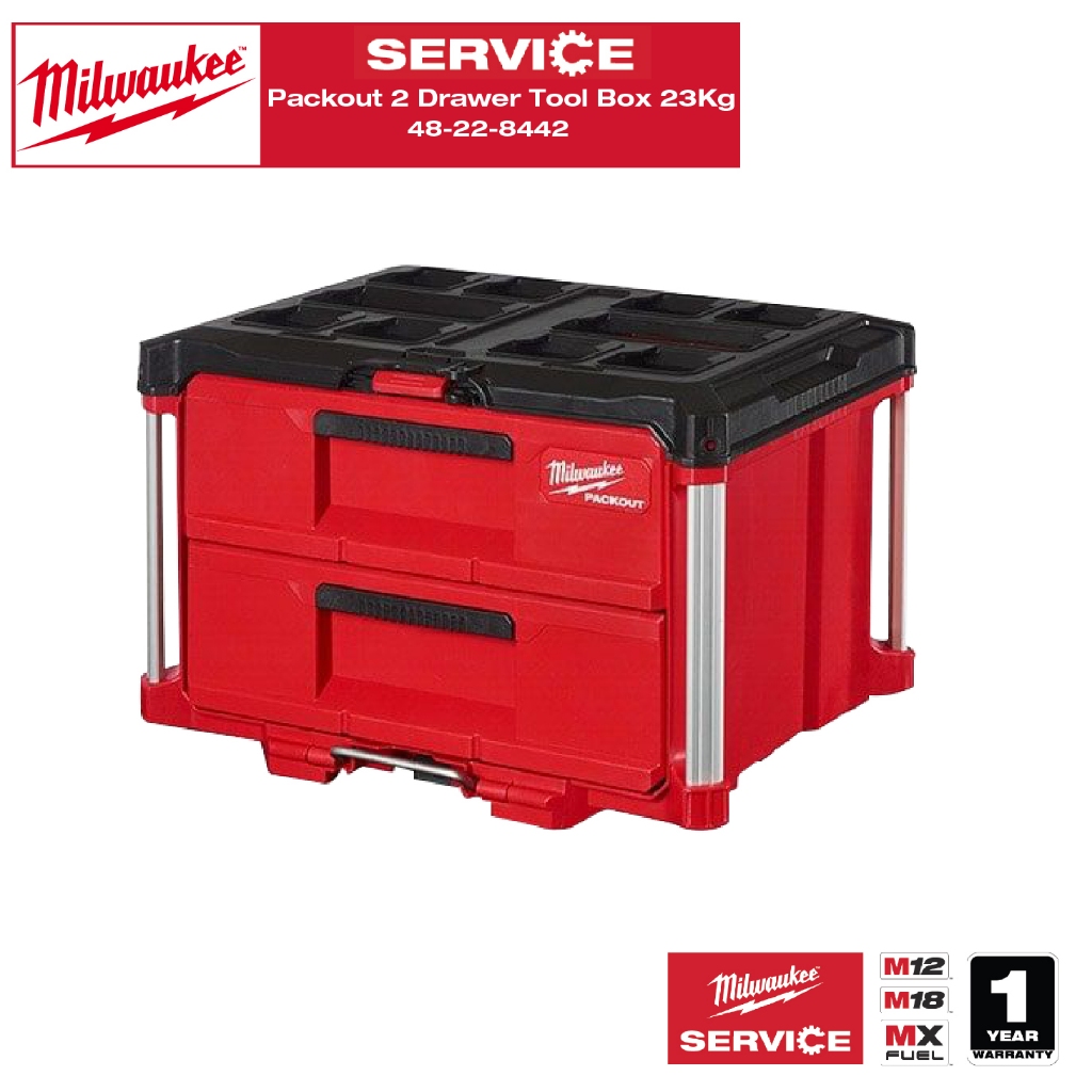 Jual Milwaukee Packout 2 Drawer Tool Box 48-22-8442 - 2 Laci Tool Box ...