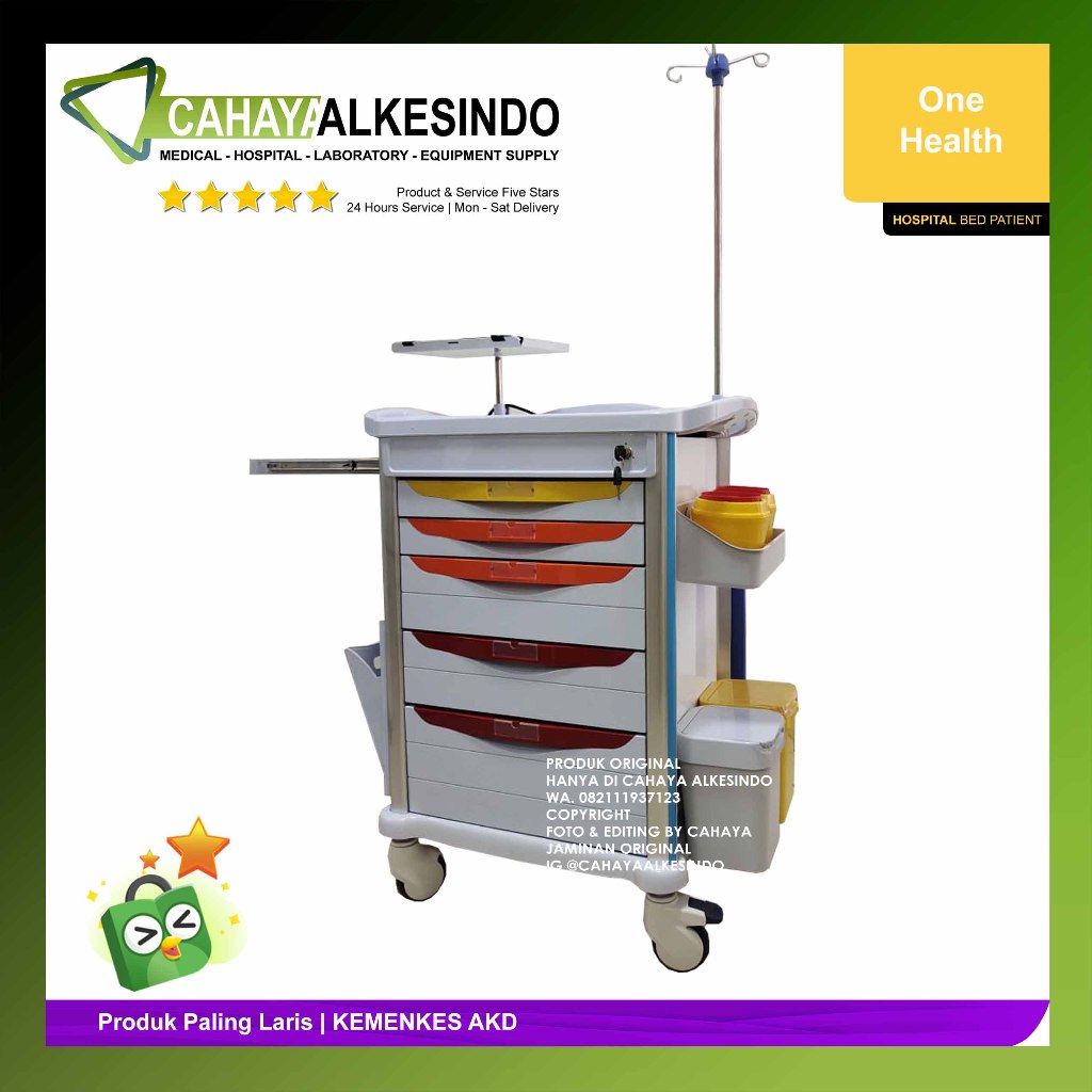 Jual Emergency Trolley ABS | Troly Pasien Lengkap | Troly Bedside ...