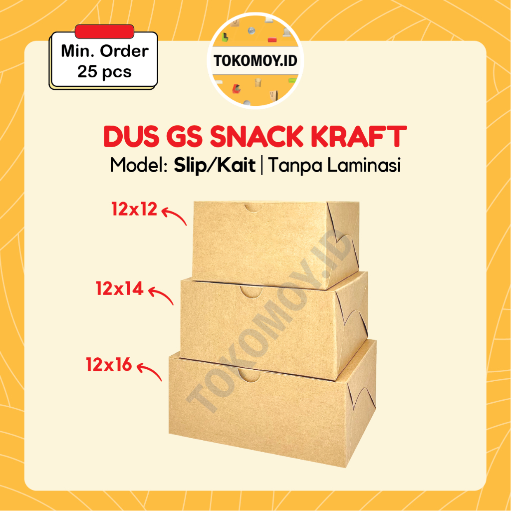 Jual Dus Snack GS Kraft Coklat uk. 12x12 , 12x14 , 12x16 Tanpa Laminasi ...