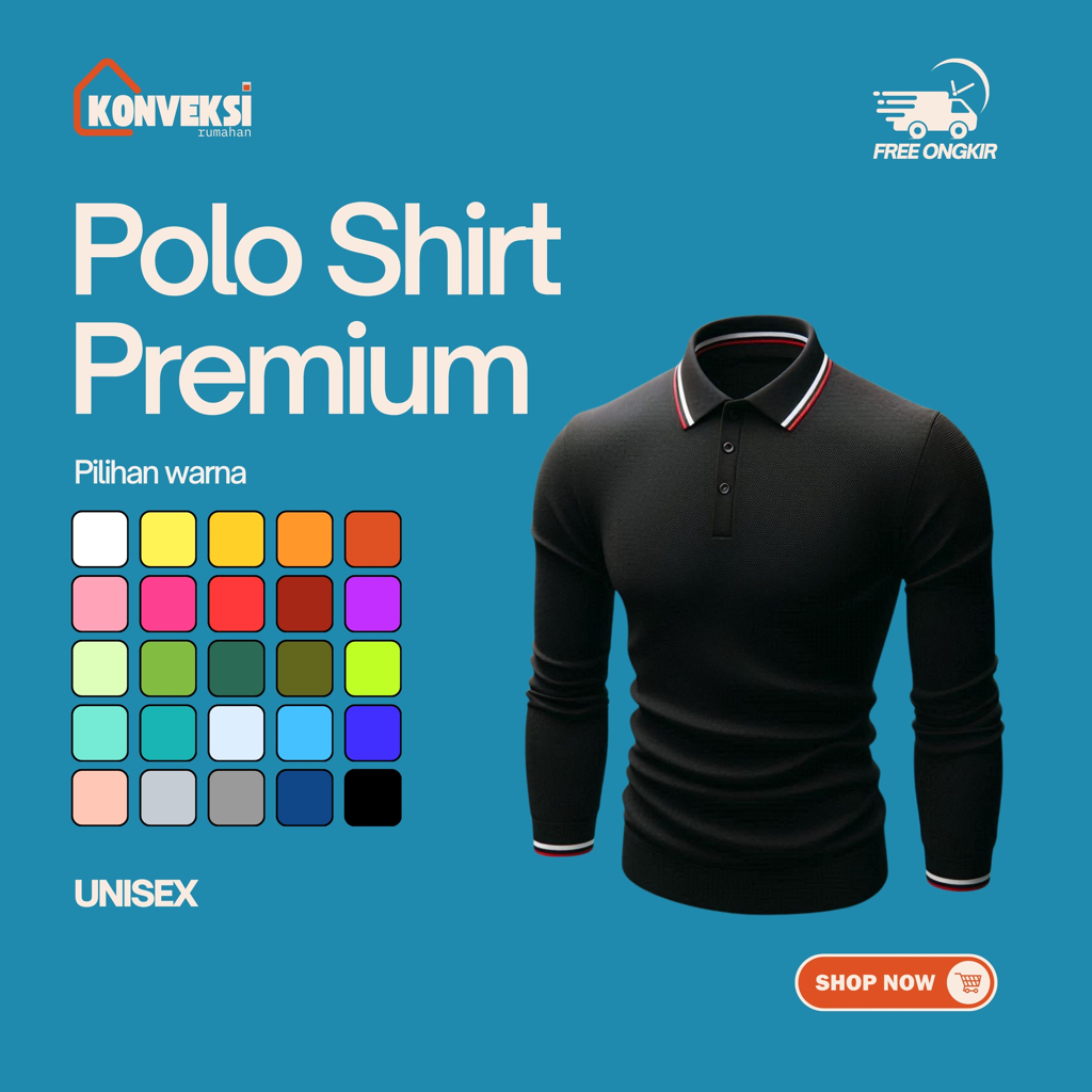 Jual kaos kerah pria panjang [KERAH LIS] / kaos polo pria / polo shirt ...