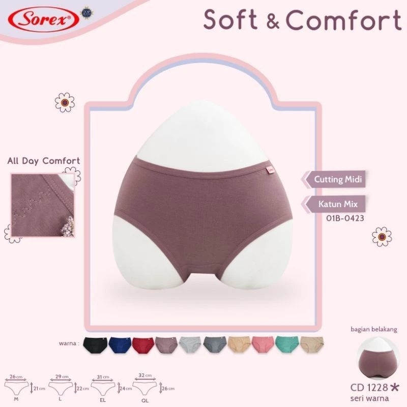 Jual SOREX 3 PCS CELANA DALAM WANITA SOREX 1228 Basic Katun Cutting Midi | Shopee Indonesia
