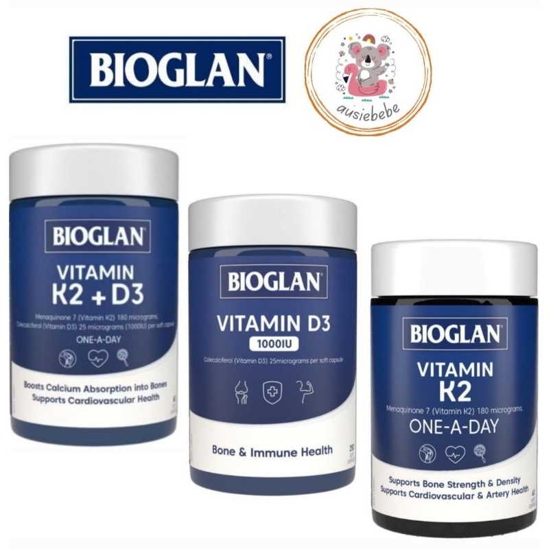 Jual Bioglan Vitamin K2 + D3 60 Capsules / Vitamin D3 1000IU 250 ...