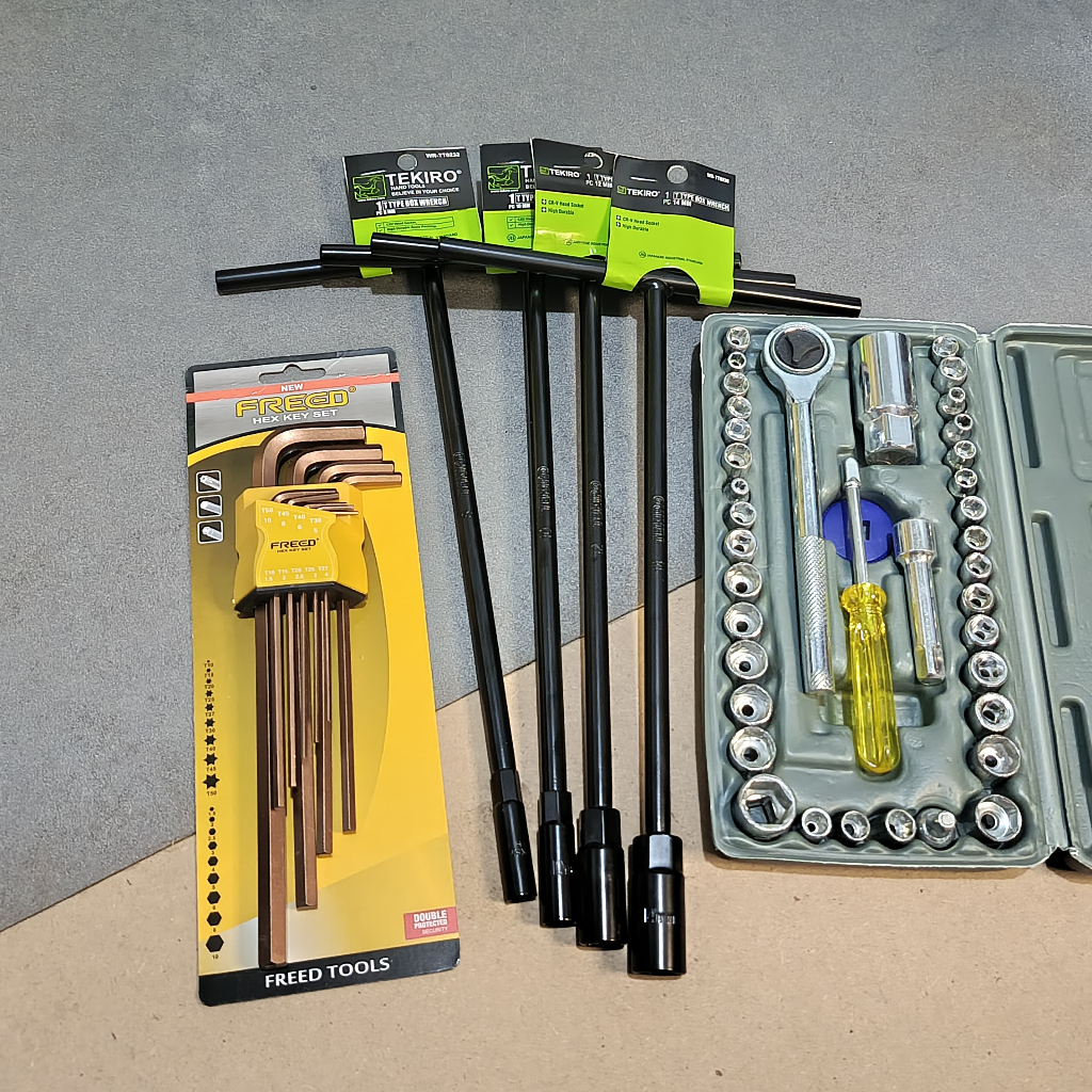 Jual Paket Kunci TEKIRO T 4pcs 8-10-12-14mm + Shock Sock Set 40 Pcs + Kunci L Set 9 Pcs | Shopee ...