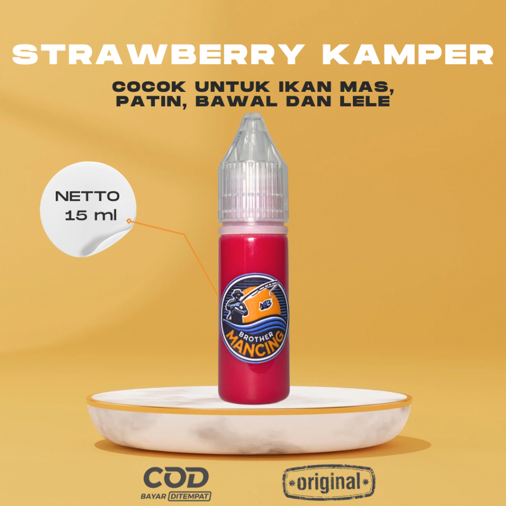 Jual Esen Oplosan Strawberry Kamper Ikan Mas Lele Patin Bawal 15ml ...