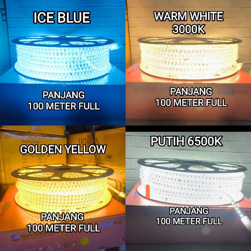 Jual HARGA 1 ROLL 100M NAVIGATE LED STRIP LIGHT 2835 120LED/METER IP66 ...