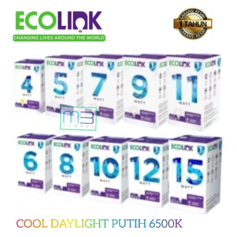Jual ECOLINK Lampu Led Bulb E27 6500K 4W 5W 7W 9W 11W 15W 19W 6500K ...