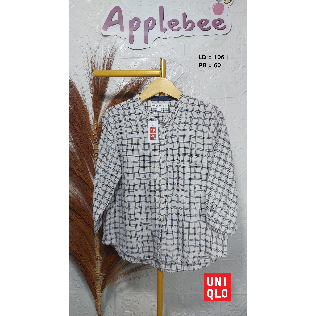 Jual UNIQLO INES DE LA FRESSANGE BLOUSE LINEN KOTAK-KOTAK | Shopee Indonesia