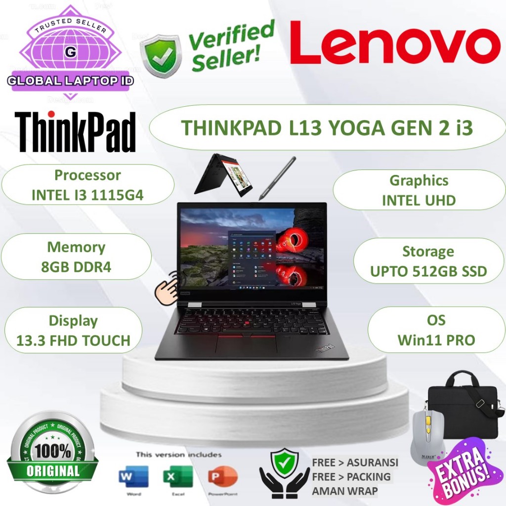 Jual Laptop Flip TouchScreen LENOVO ThinkPad L13 YOGA Gen 2 Intel Core ...