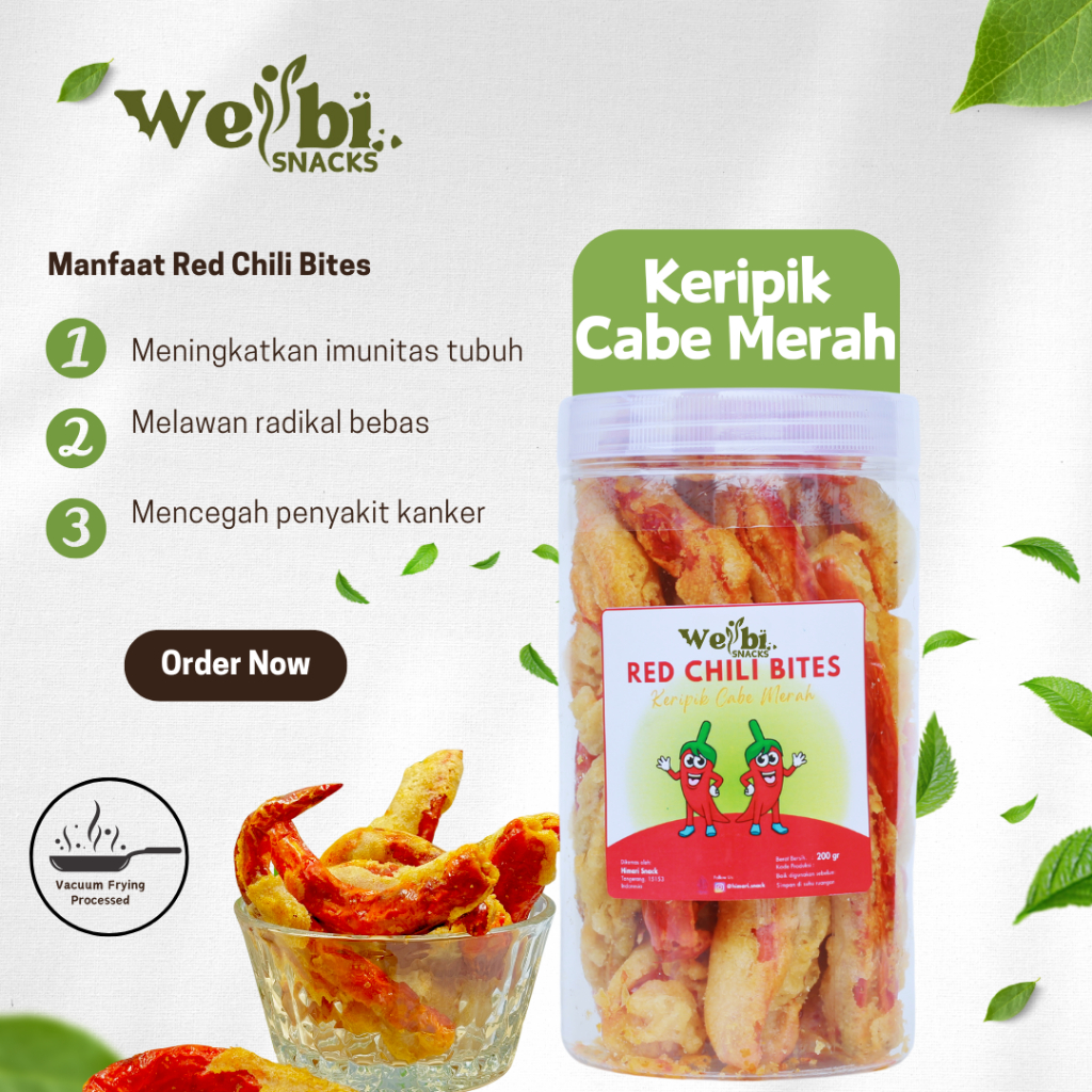 Jual Keripik Cabe Merah Produk Lokal Cemilan Sehat Halal Wellbi Snack ...