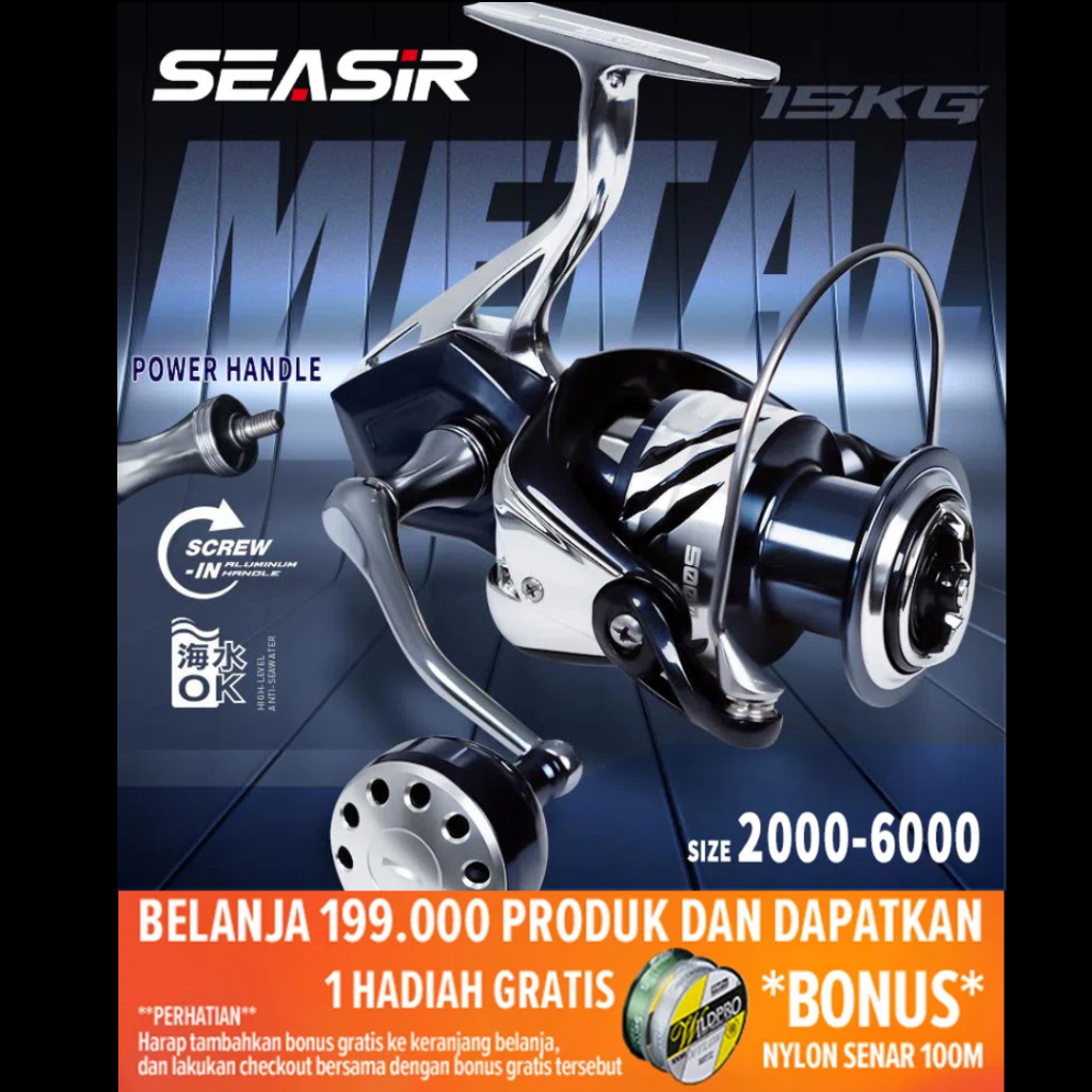 Jual [OFFICIAL] SEASIR CONTRA Power Handle Reel Pancing SW Saltwater, 3000/4000/5000/6000 Reel ...