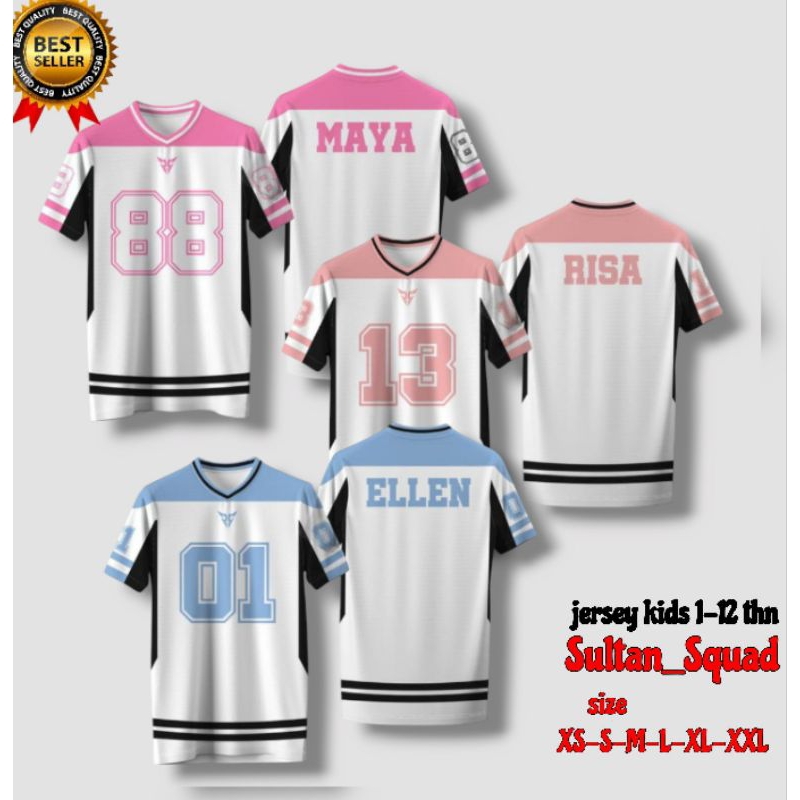 Jual Jersey Sultan Squad Anak Maya Risa Ellen Baju atasan Anak perempuan costum nama | Shopee ...