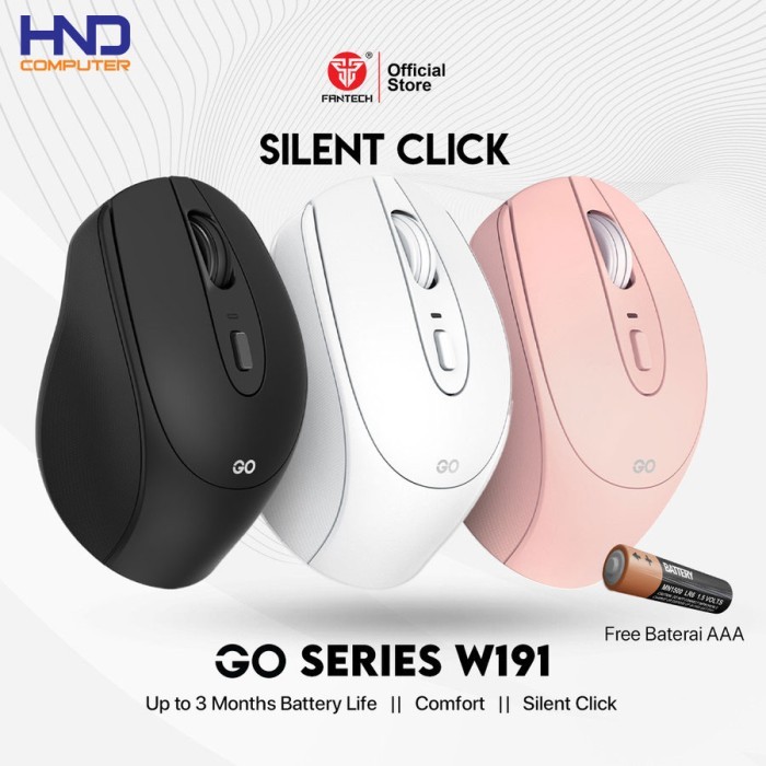 Jual FANTECH Mouse Wireless Office W191 Silent Click 2.4Ghz 1600DPI - W191 HITAM | Shopee Indonesia