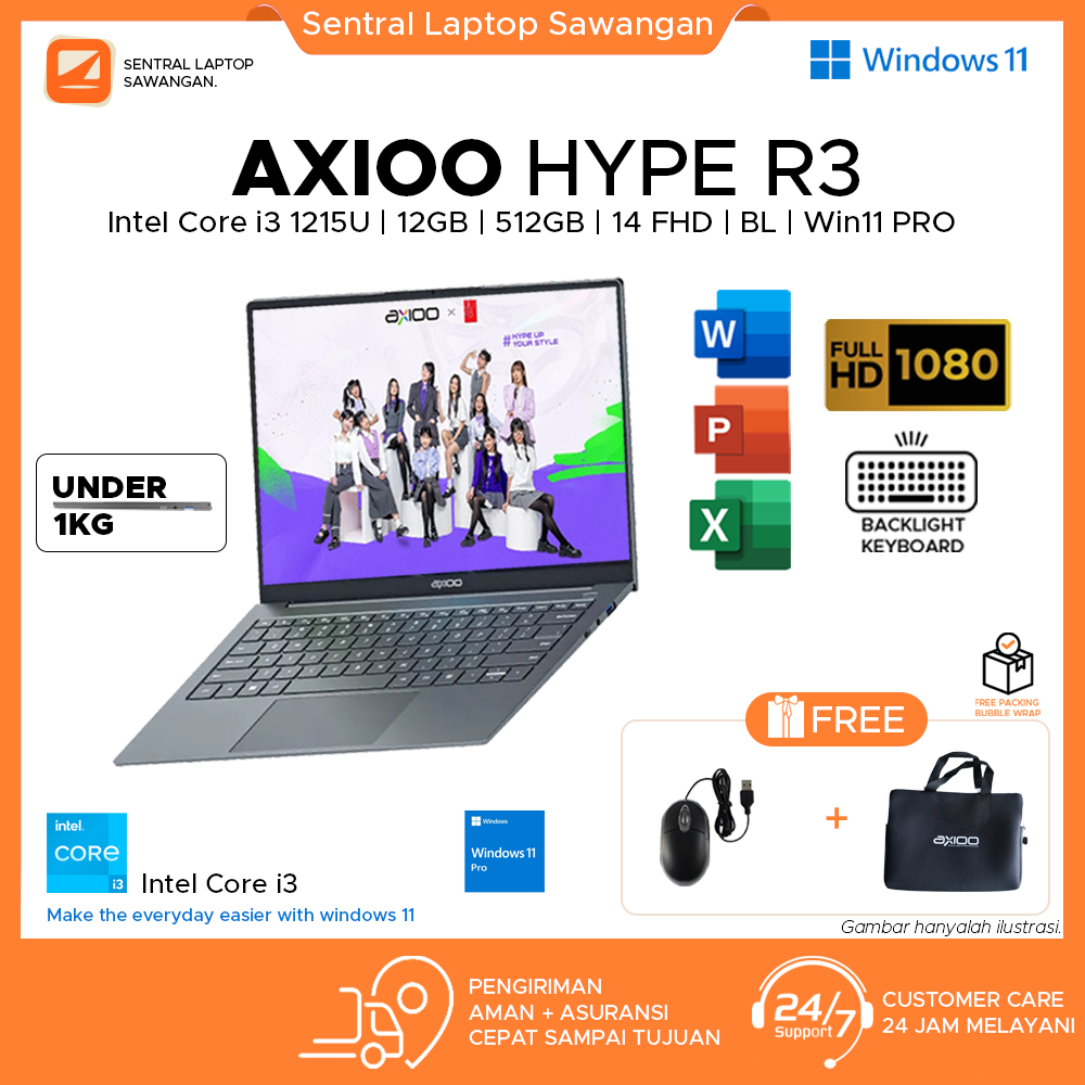 Jual Laptop Axioo HYPE R3 Intel I3 1215U 12GB 512GB SSD 14 FHD ...
