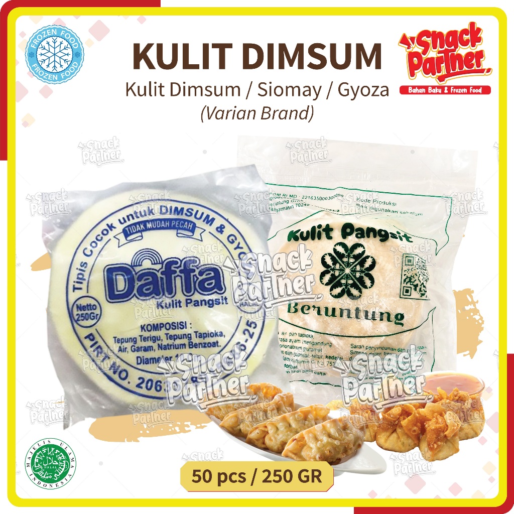 Jual KULIT DIMSUM 50 PCS / 250 GR - DAFFA | BERUNTUNG Diameter 9 / 10 CM - FROZEN FOOD Kulit ...