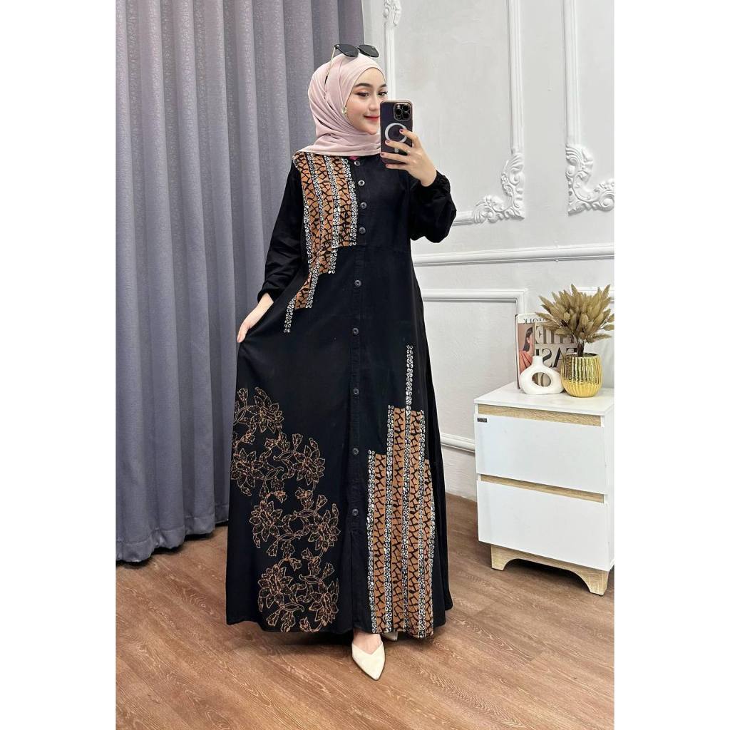 Jual Adam Fashion Gamis Rayon Twill Terbaru Model Kancing Busui Jumbo ...