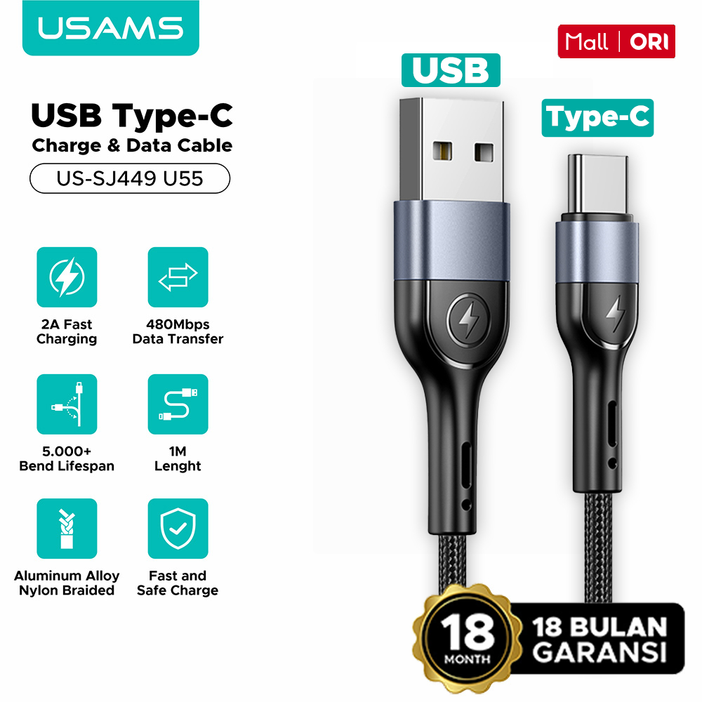 Jual USAMS Kabel Data Fast Charging 2A Micro USB And Type-C Aluminum ...