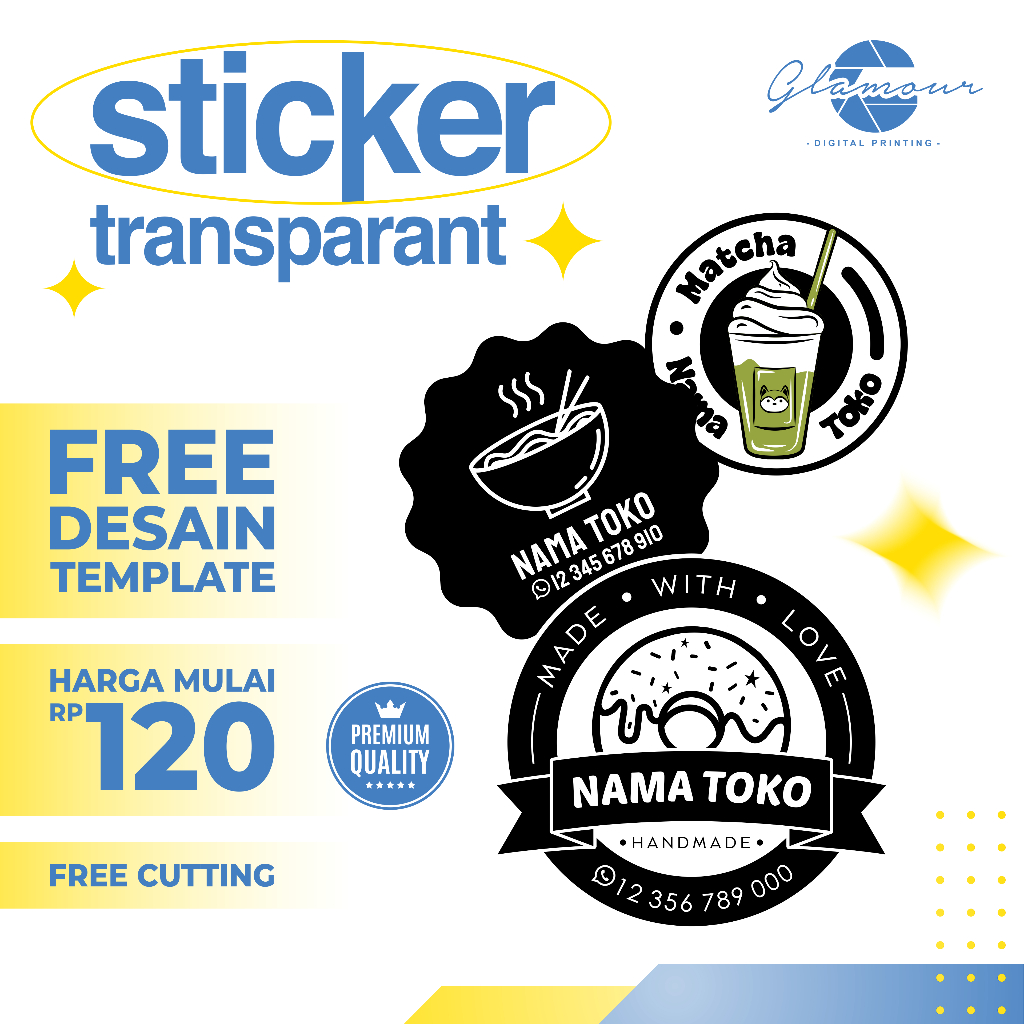Jual STICKER TRANSPARANT, STIKER BOTOL, STIKER LABEL KOPI, STIKER ...