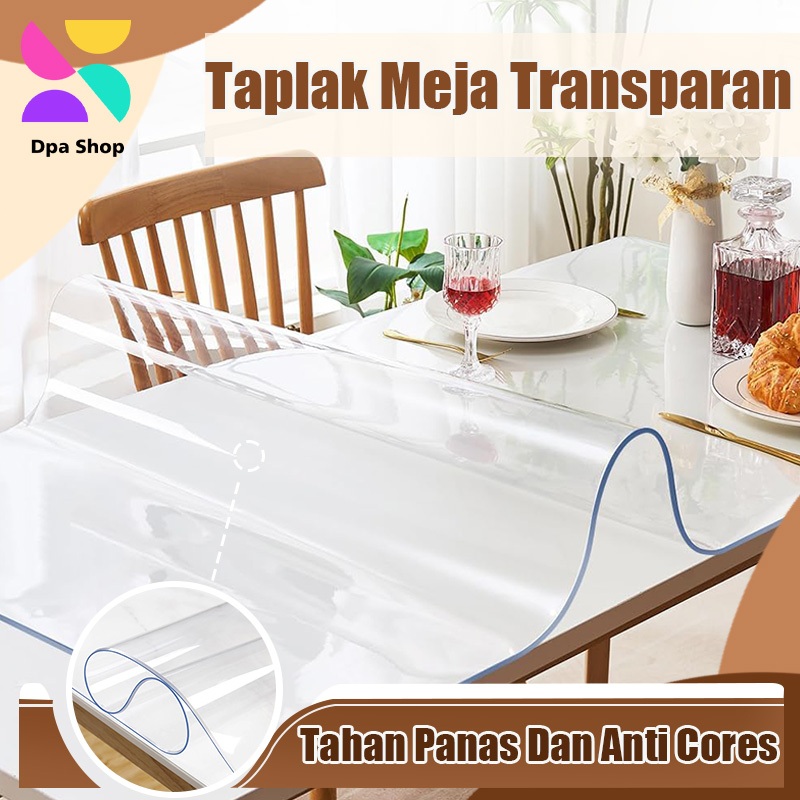 Jual Taplak Meja Transparan Plastik PVC Premium Waterproof Mudah Dibersihkan Anti minyak & air ...
