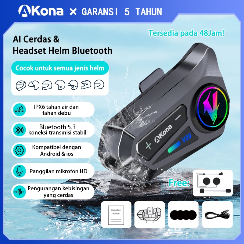 Jual Akona Intercom Helm Motor Headset Helm Bluetooth Hands Free IPX7 ...