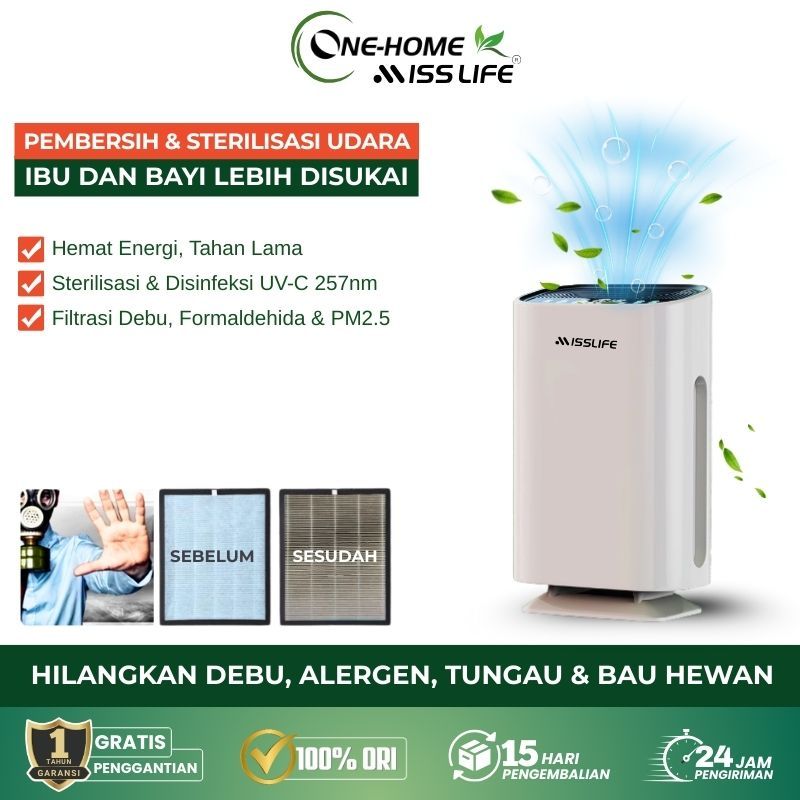 Jual MISS LIFE Air Purifier K1, Pembersih Udara dengan HEPA Filter dan Ion Negatif,Anti Bakteri ...