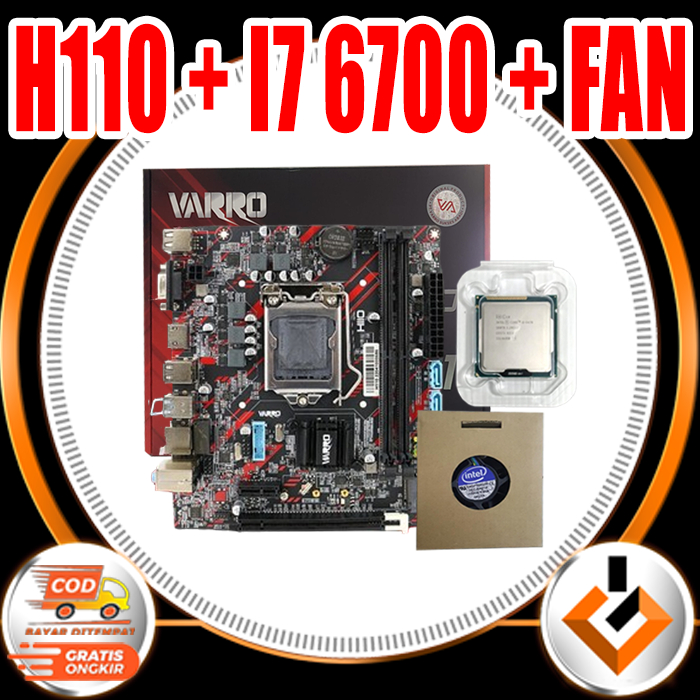 Jual Mobo Mainboard H110 Varro LGA 1151 Plus Processor i7 6700 + fan ...