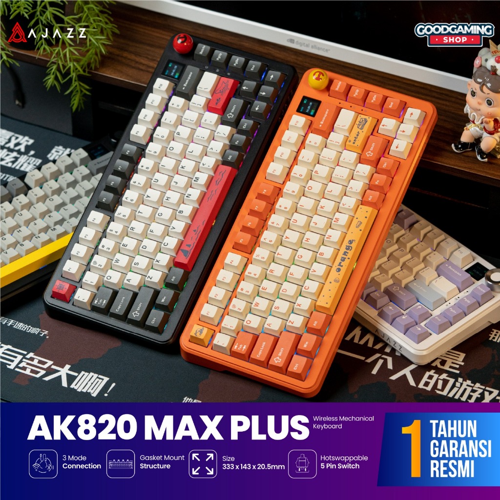 Jual Ajazz AK820 MAX PLUS / AK-820 MAX + [With Screen] Gaming Keyboard Tri Mode 8000mAh Gasket ...