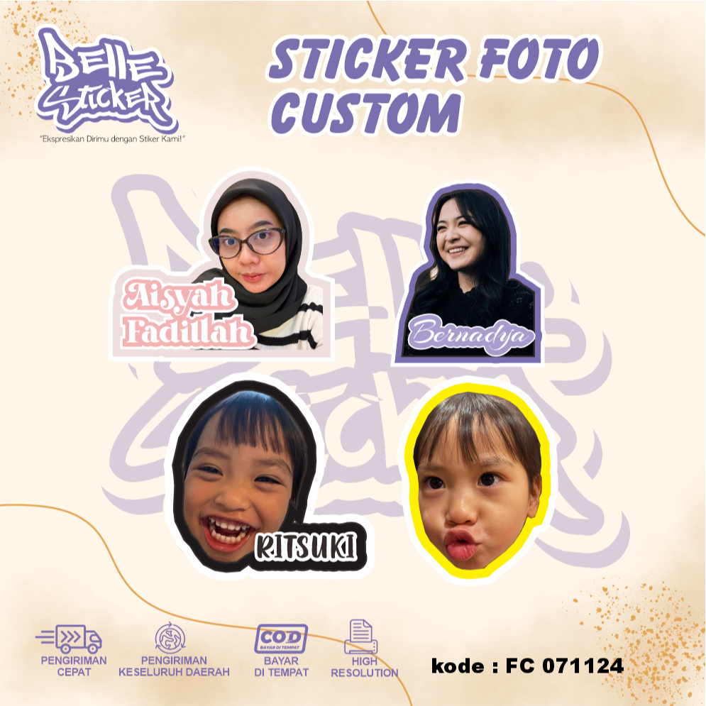 Jual Stiker Foto Wajah dan Tulisan Nama Custom Suka-Suka Stiker Muka ...