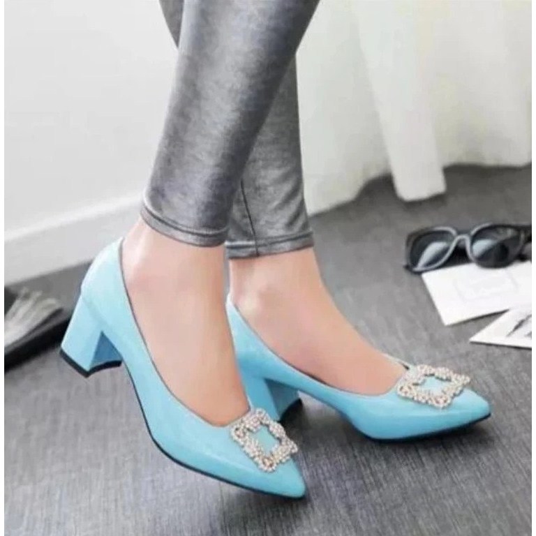 Jual MG SEPATU WANITA SKY BLUE BIRU MUDA HIGH HEELS HAK TINGGI 7 CM ...