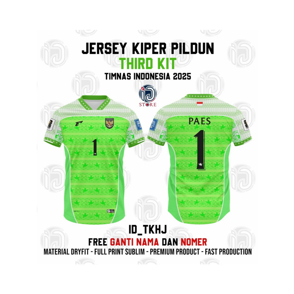 Jual Jersey Kiper Timnas Third Kit 2025, Full Printing. Free Pasang ...